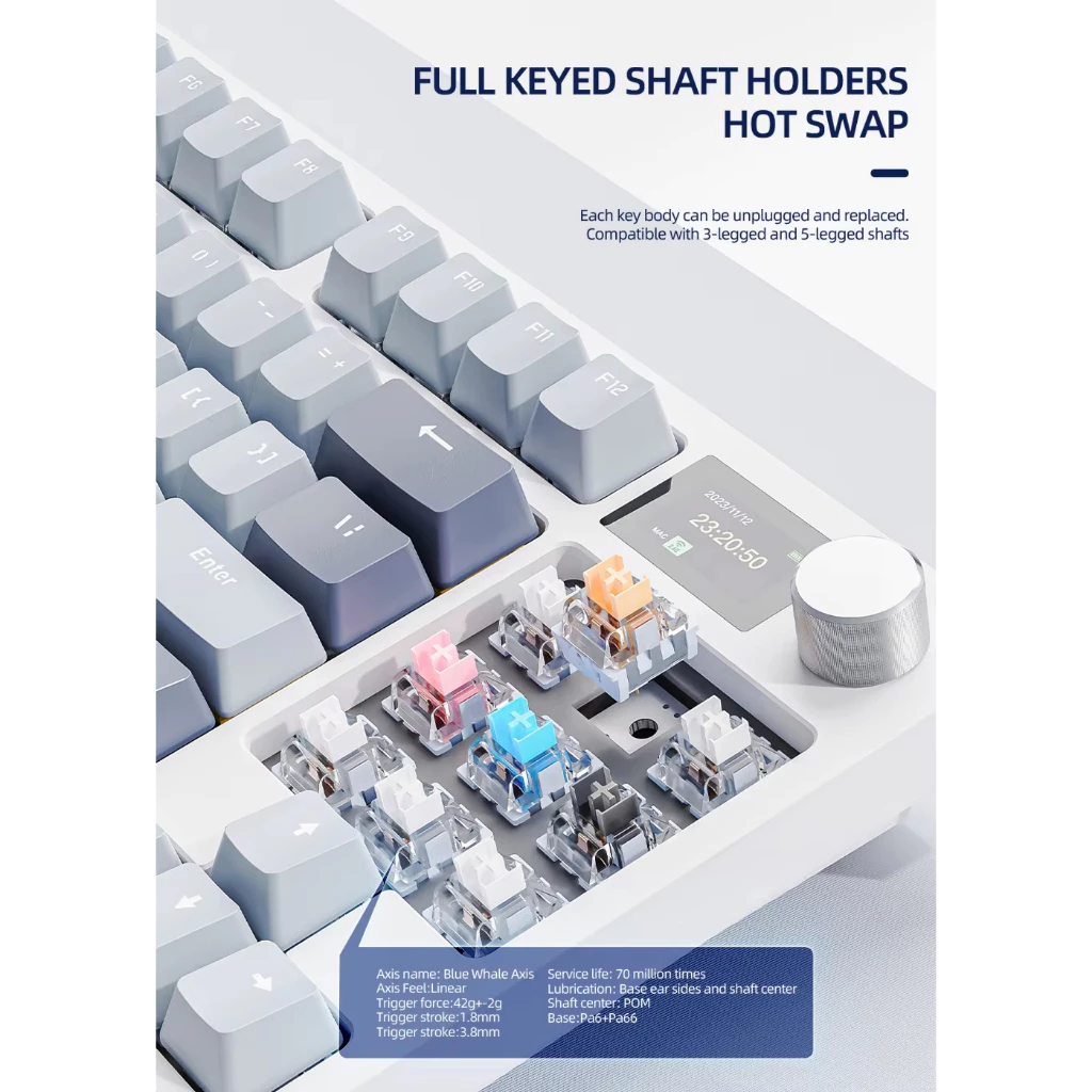 Teclado Mecânico Attack Shark K86 RGB cinza com branco | Shopee Brasil