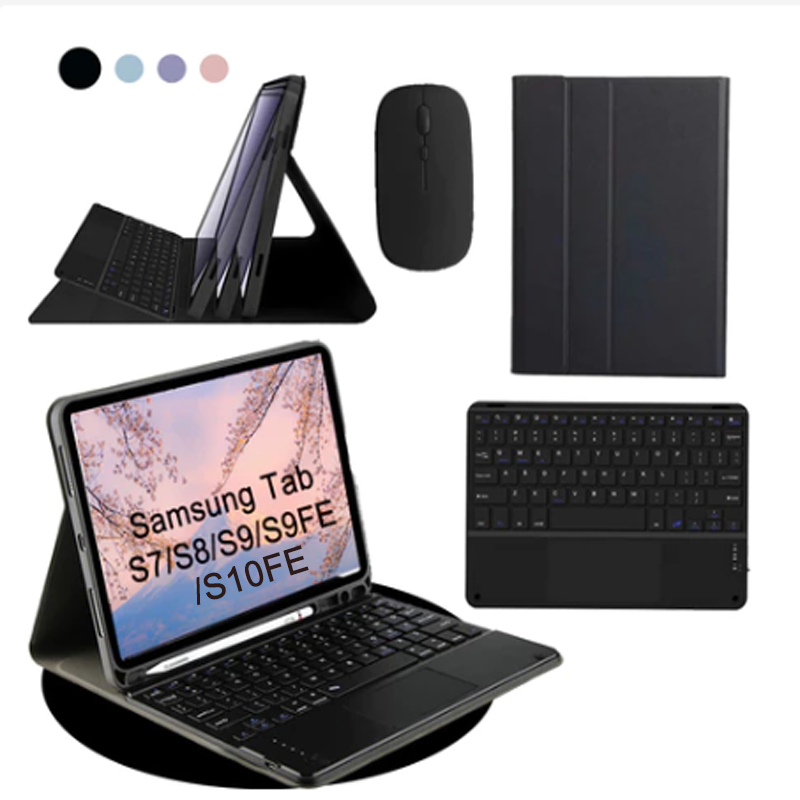 Capa para tablet para Samsung Tab S10FE/S9FE/S9/S8/S7 com teclado ...