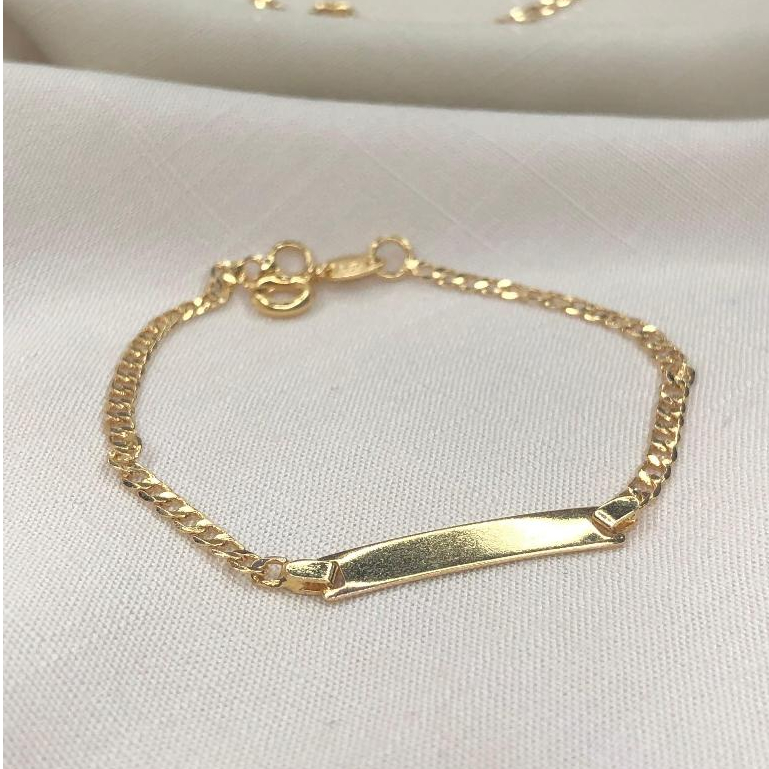 Pulseira Infantil Bebe Conjunto Semijoia Banhada a Ouro 18k Delicada ...