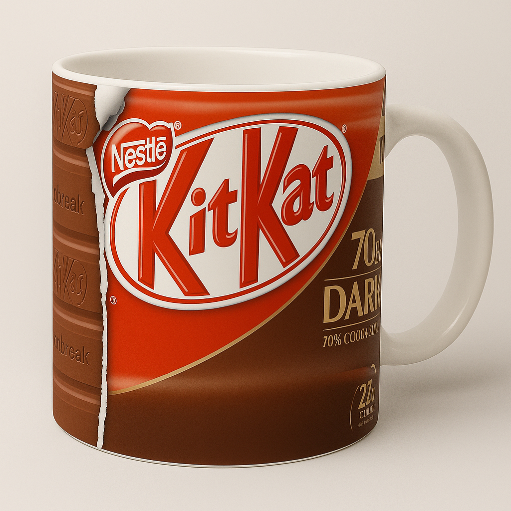 Caneca de Porcelana Personalizada 325ml Chocolate Kit Kat 70% Cacau ...