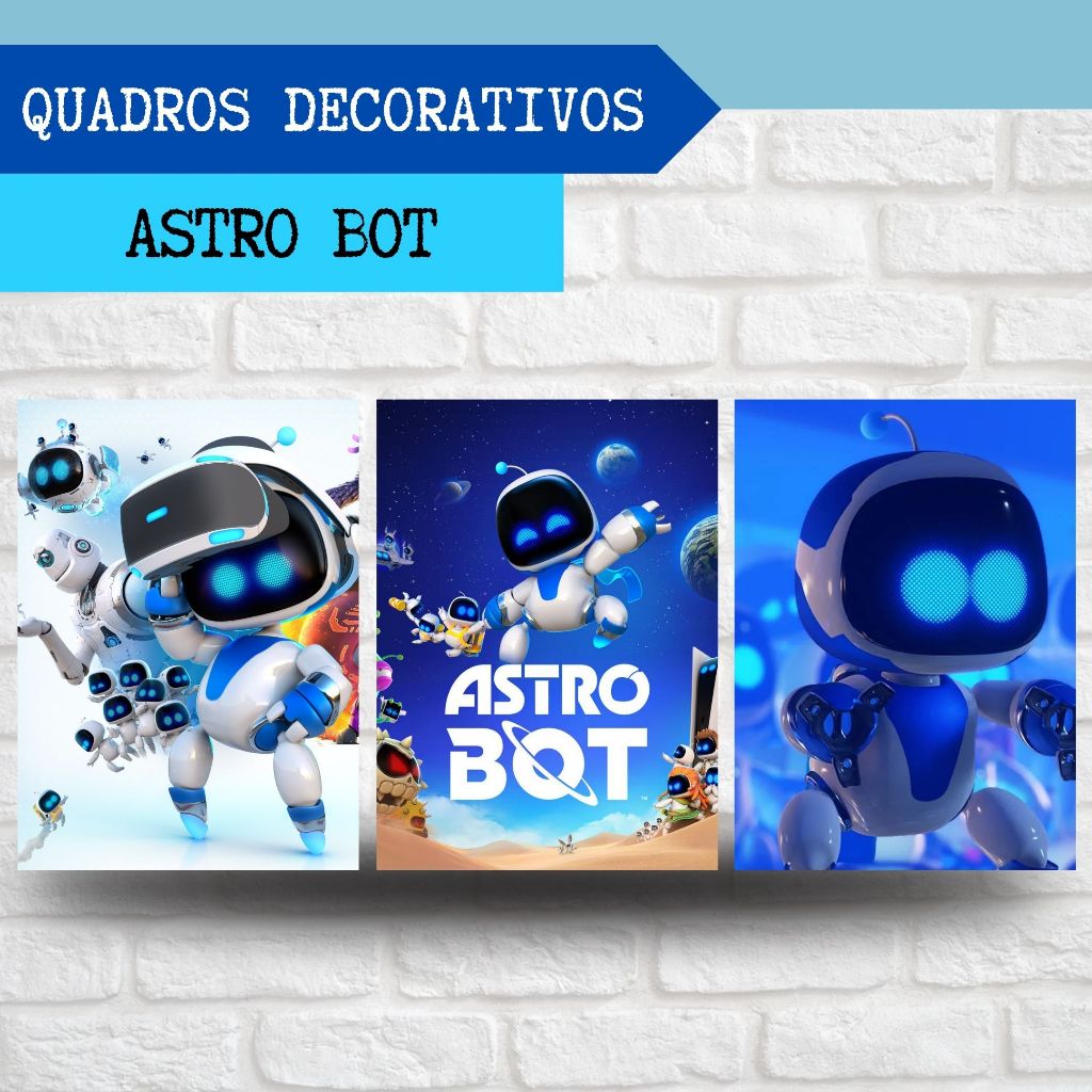 Kit com 3 Quadros Decorativos em MDF Jogo Astro Bot | Shopee Brasil