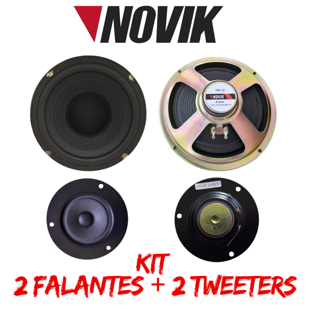Kit com 02 alto-falante NOVIK FR-10 + 02 tweeter NOVIK NT2-A | Shopee ...