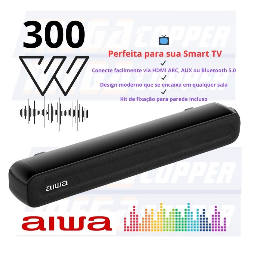 Barra de Som Aiwa com Bluetooth, HDMI ARC e USB – 30W RMS | Ideal para ...