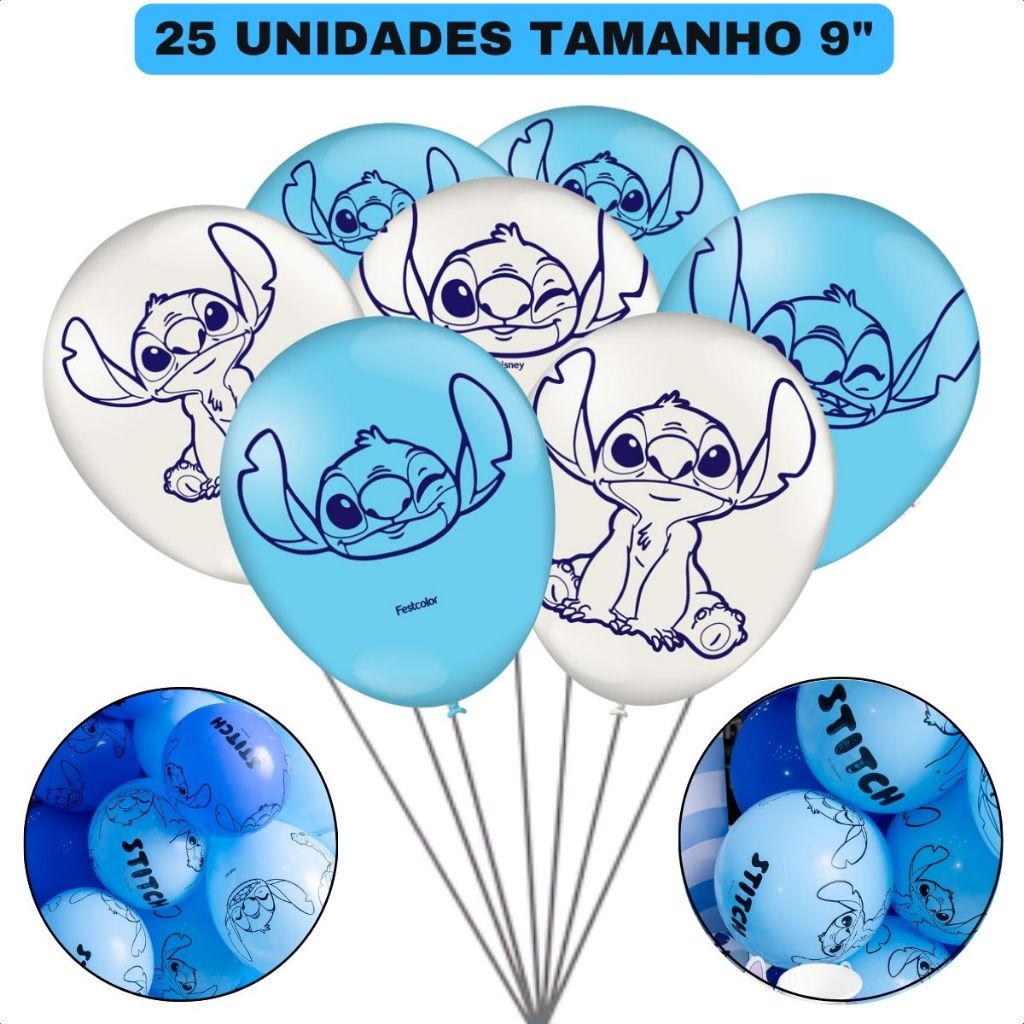 Balão Bexiga Tema Festa Lilo & Stitch Decoração Aniversário Filme ...