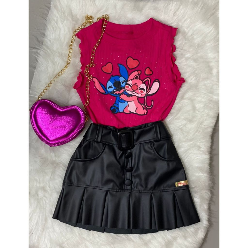 Conjunto Infantil Saia E Blusa Moda Verão Lilo Stitch Verão | Shopee Brasil