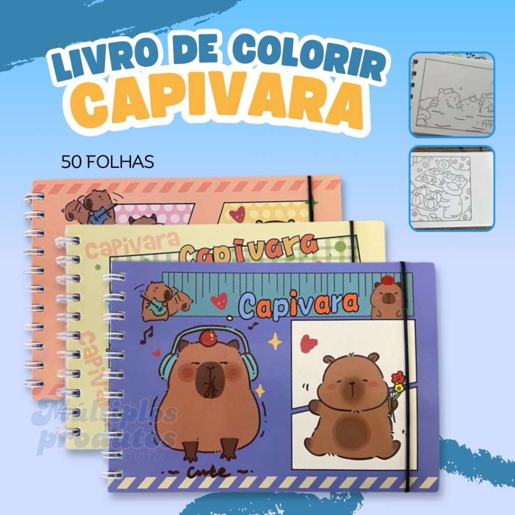 Livro de Colorir Capivara 50 Folhas Estilo Boobies Goods Caderno de ...