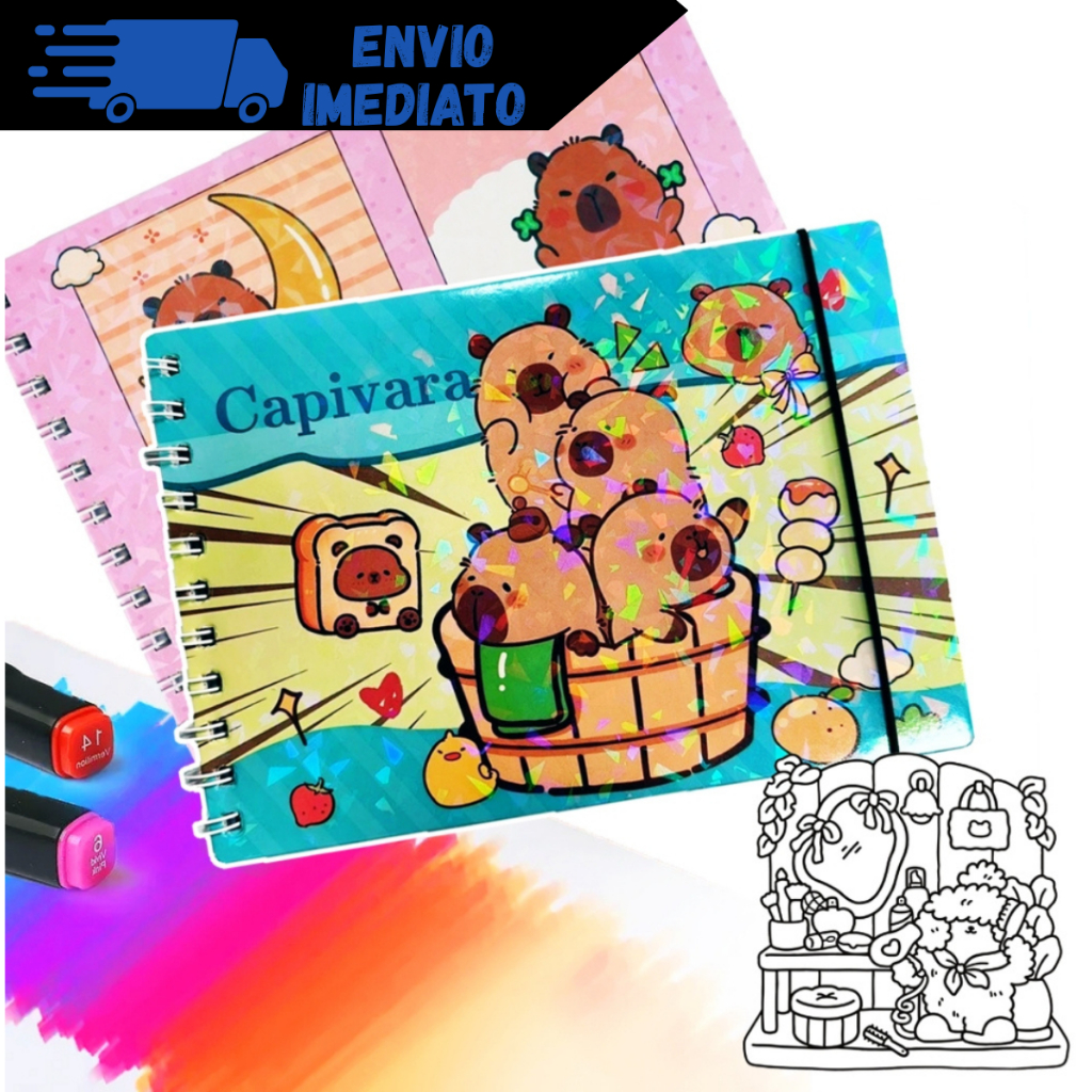 Livro de Colorir Capivara 50 Folhas de 180g Colorindo Book Estilo ...