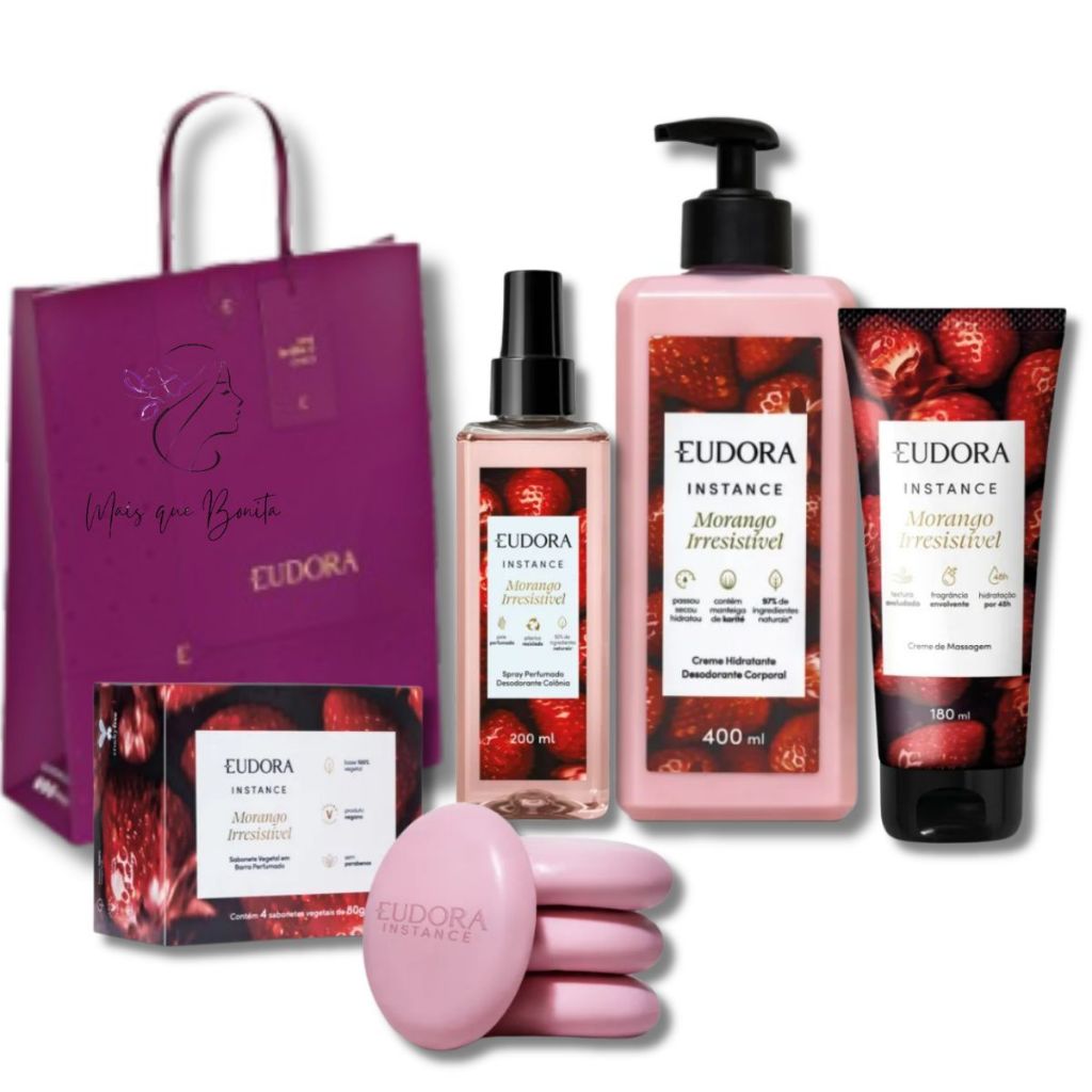 Kit Eudora Instance Presente Feminino Morango Irresistível 4 itens ...