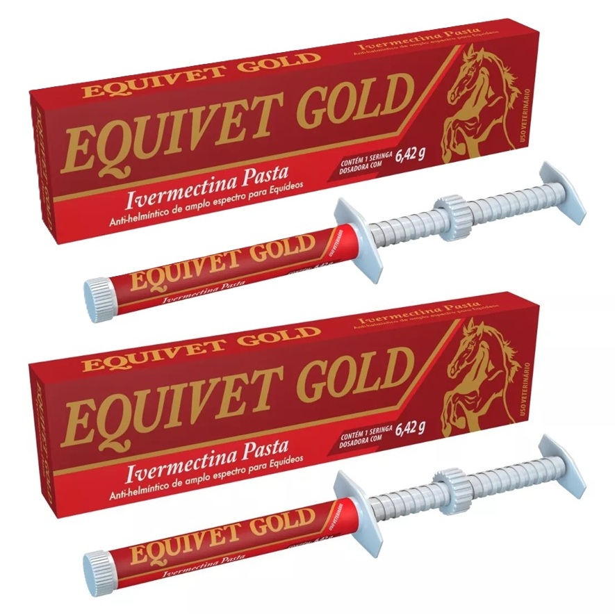 Kit 2 Equivet Ivomec Gold 6,42 - Ivermectina Vermífugo Cavalos ...