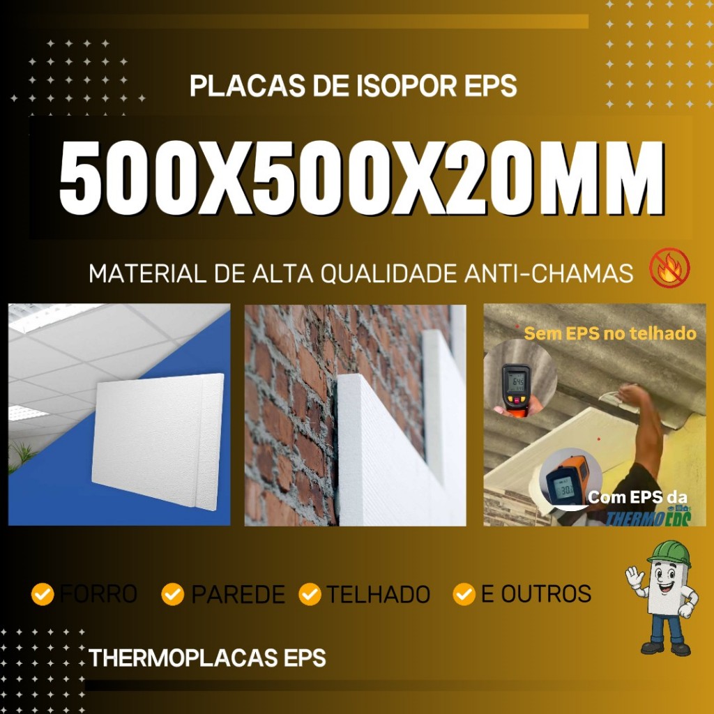 PLACAS DE ISOPOR EPS - PACOTE COM 24 PLACAS (500x500x20mm) ISOPOR ...