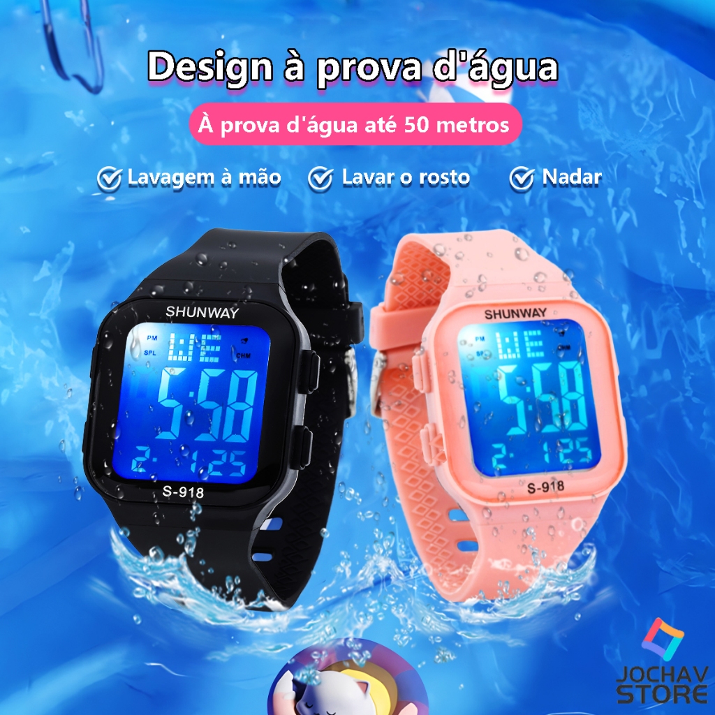 Relógio Digital Masculino LED À Prova D'Água Cronômetro De Pulso ...
