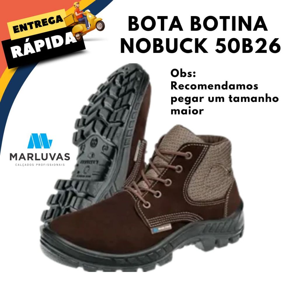 Bota Botina Butina Nobuck 50b26 de Segurança Marluvas para Pedreiro ...
