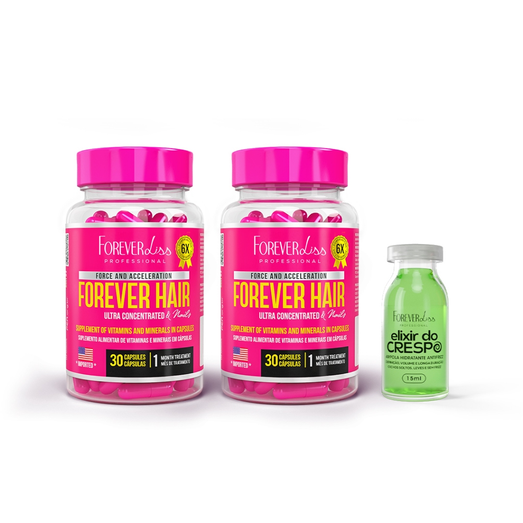 Kit 2 Forever Hair GANHE Ampola de Nutrição Forever Liss | Shopee Brasil
