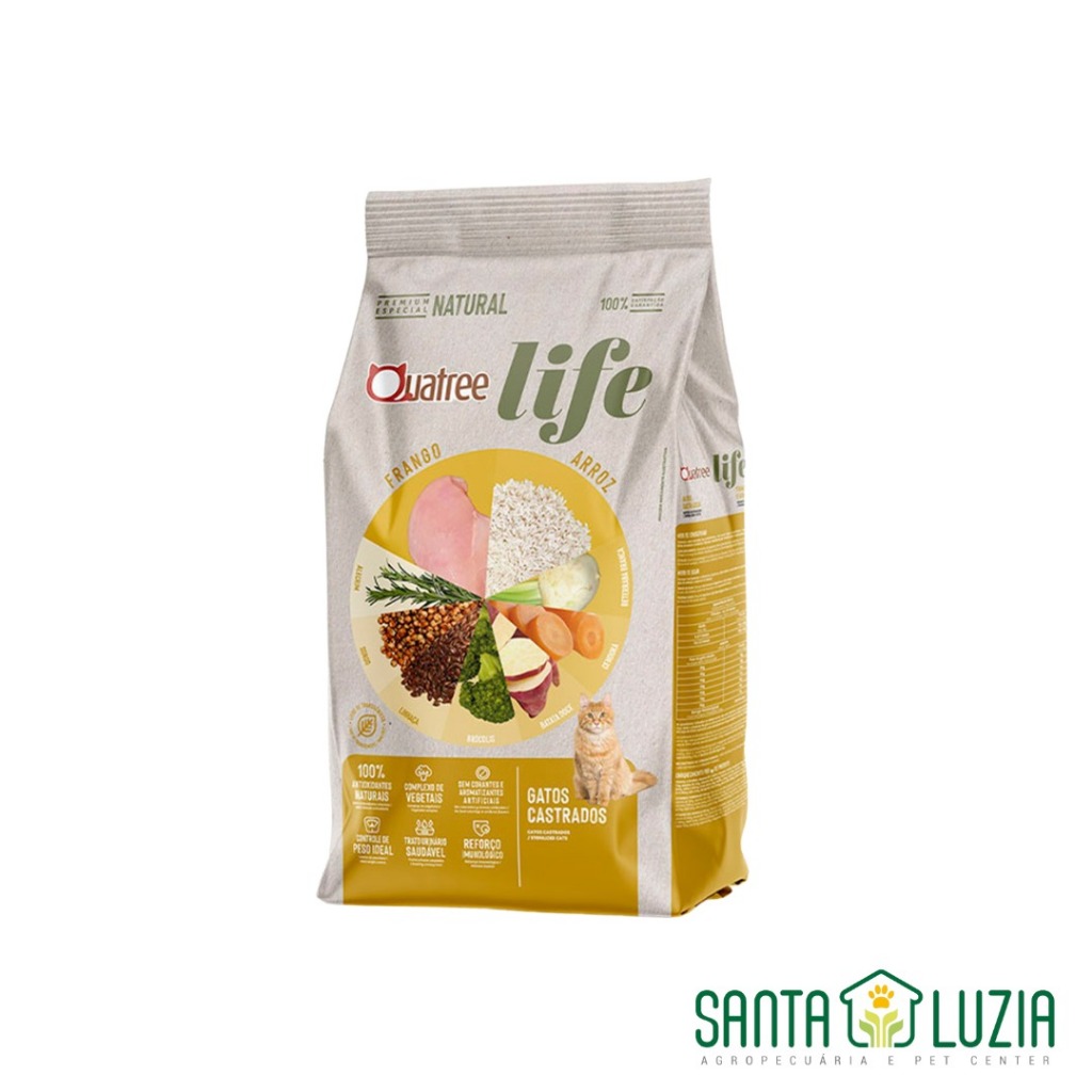 Quatree life gatos castrados 3kg | Shopee Brasil