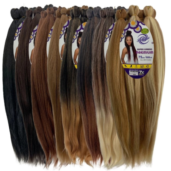 Super Jumbo Premium 609g Jumbão Ser Mulher para Tranças Box Braids 75cm ...