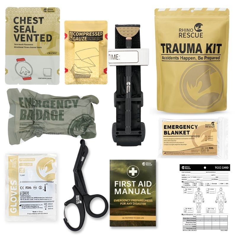 Trauma Kit IFAK básico com 07 acessórios RHINO RESCUE Primeiros ...