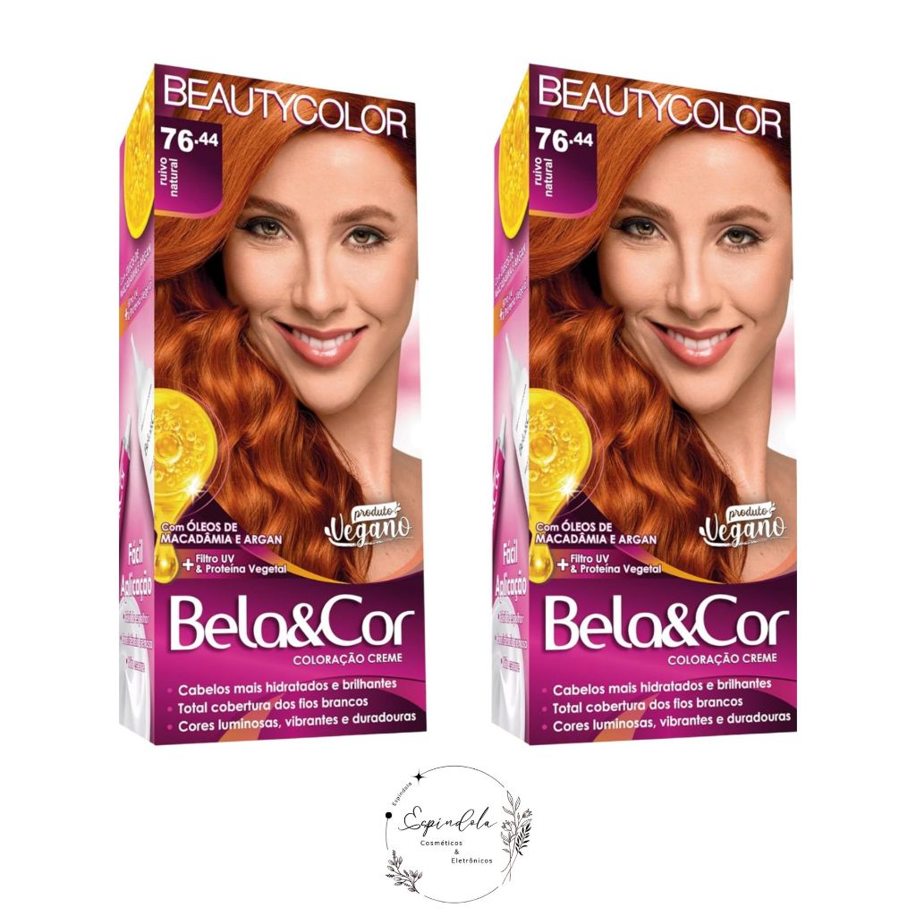 Kit Coloração Bela e Cor Ruivo Natural Beauty Color 76.44 | Shopee Brasil
