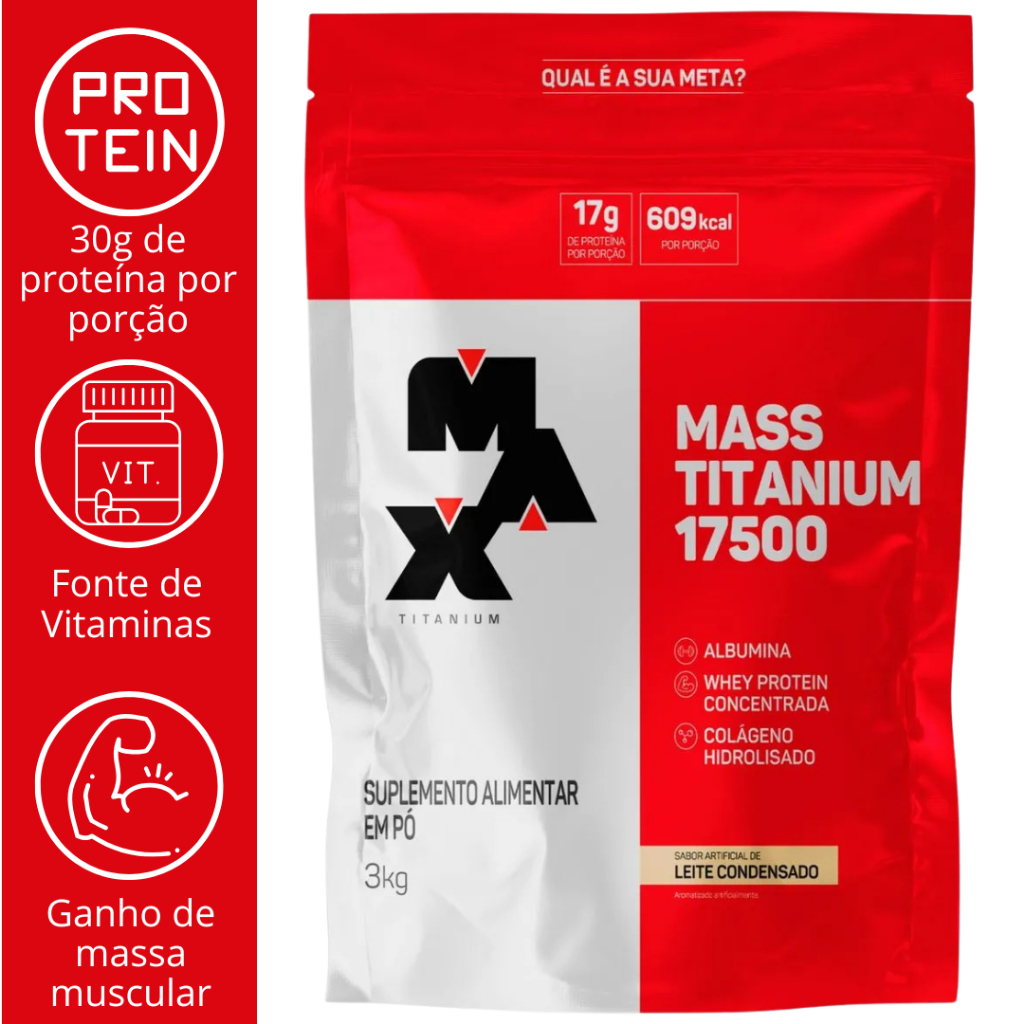 MASS TITANIUM 17500 HIPERCALÓRICO 3KG - MAX TITANIUM | Shopee Brasil
