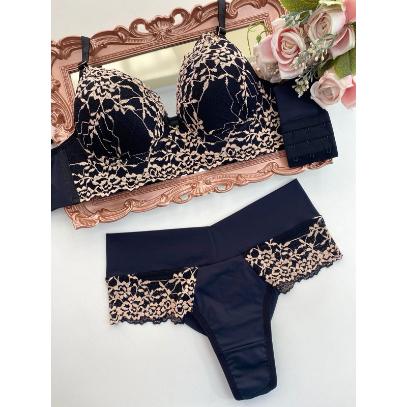 lingerie de renda luxo sexy sensual conjunto lingerie calcinha e sutiã ...