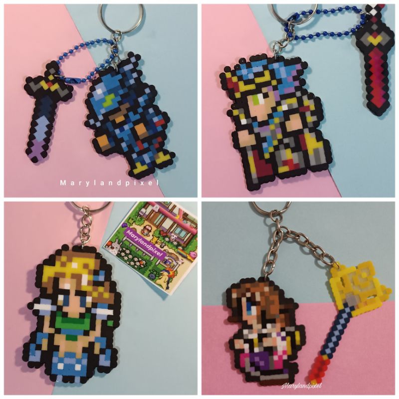 Final fantasy personagens pixel art hama beads/ chaveiro ou totem ...