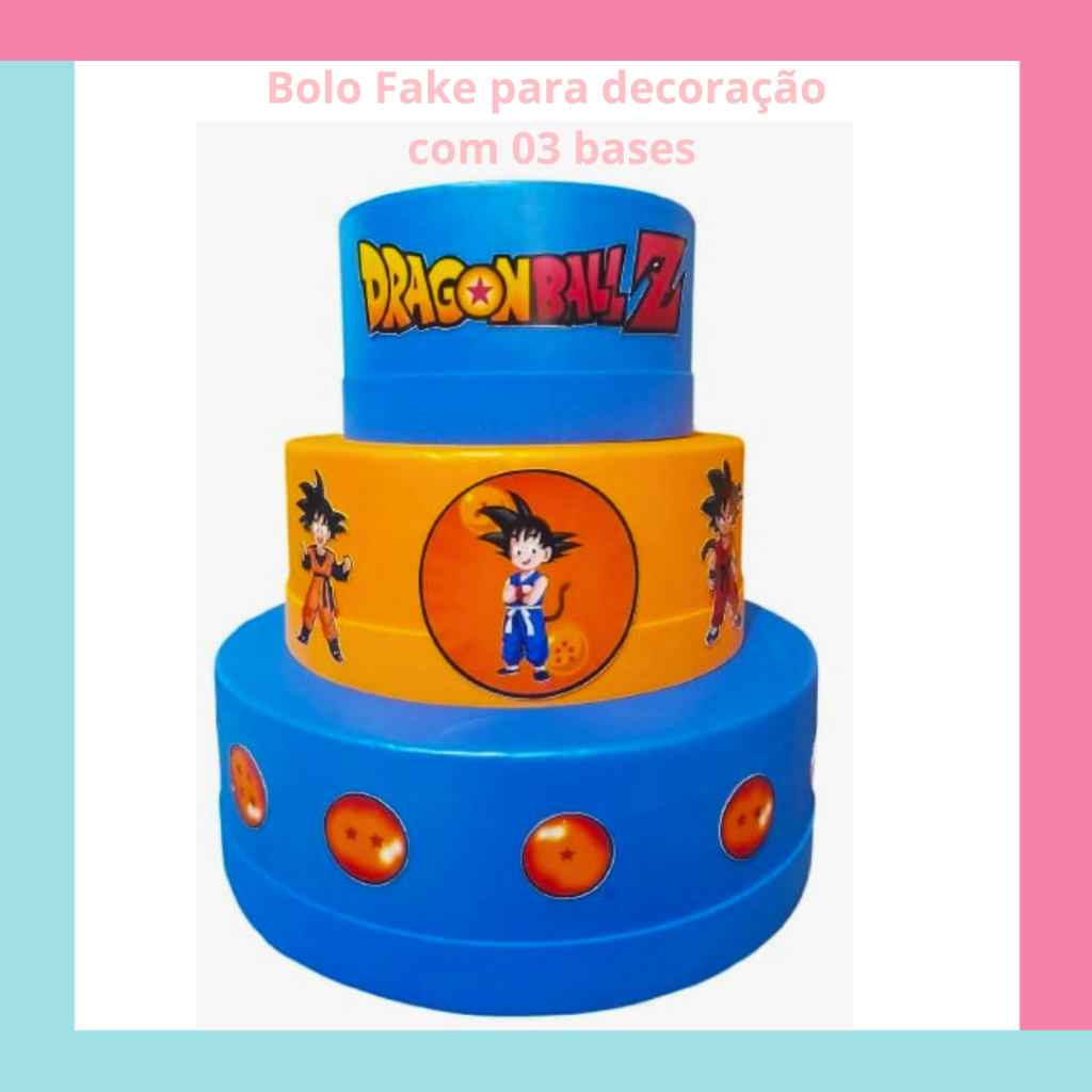 Bolo Fake Dragon Ball Z Bolo Cenográfico 03 andares Bases Em Isopor ...