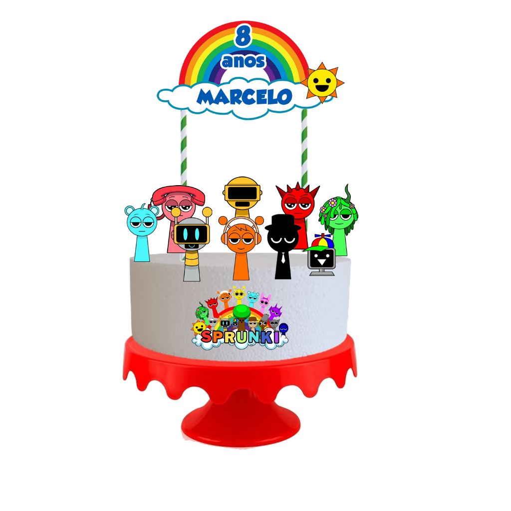 Topper de Bolo SPRUNKI personalizado com nome e idade | Shopee Brasil