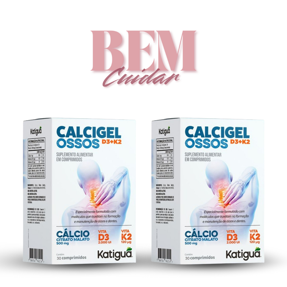 Kit 2 Calcigel Calcio Para O Osso Vitamina D3 + Vitamina K2 Original 30 ...