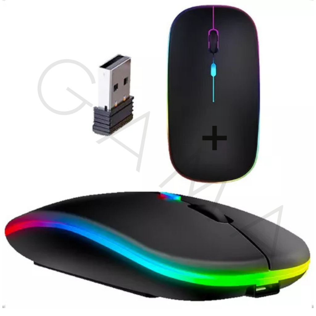 Mouse Wireless Sem Fio Recarregável Bluetooth Led Rgb Colorido | Shopee Brasil