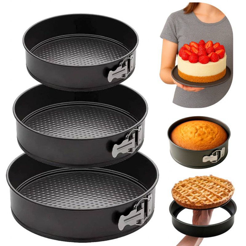 Kit 3 Formas Para Bolo Torta C/ Fundo Removível Antiaderente 24cm, 26cm ...