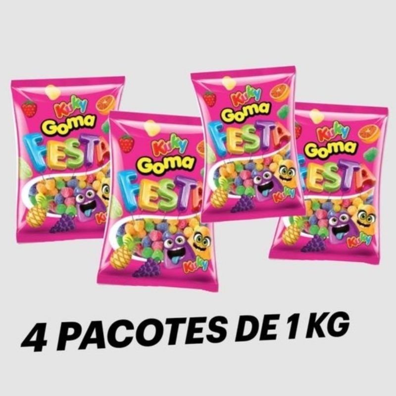 KIT 4 BALAS DE GOMA FESTA COLORIDA 1 KG - KUKY 4 PACOTES Ideal para ...