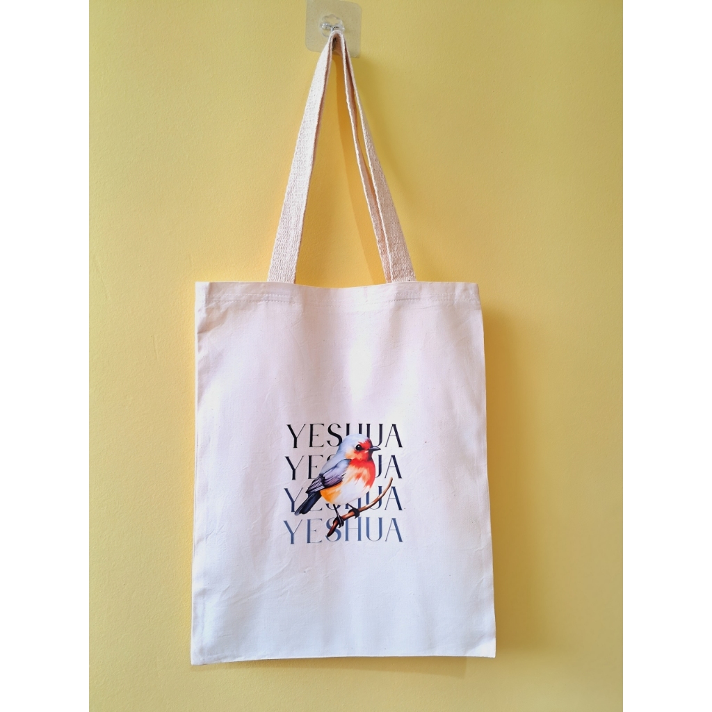 Ecobag Yeshua com Pássaro Azul | Bolsa Cristã Arte Minimalista | Shopee Brasil