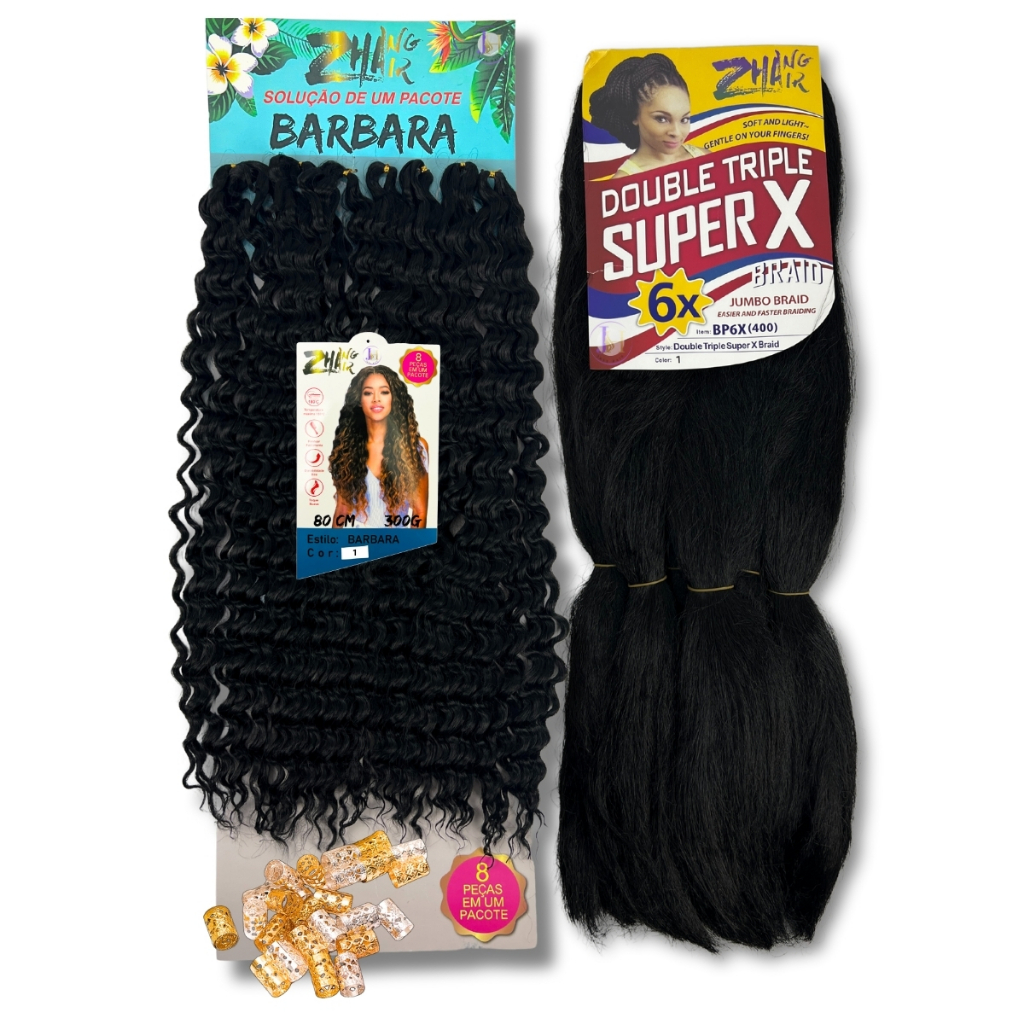 Kit Tranças Gypsy Braids 1 Jumbo Jumbão Super Hiper X + Cabelo Barbara ...