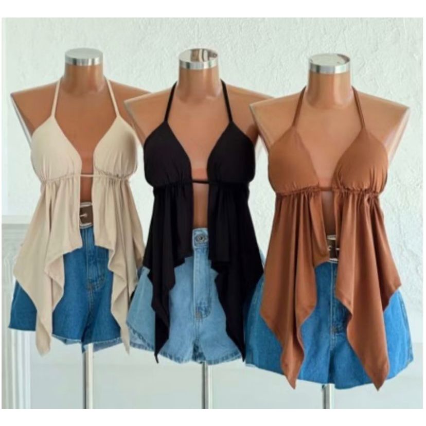 Top Cropped Malibu Blusinha Decote Babado Costas Nua Modinha | Shopee Brasil