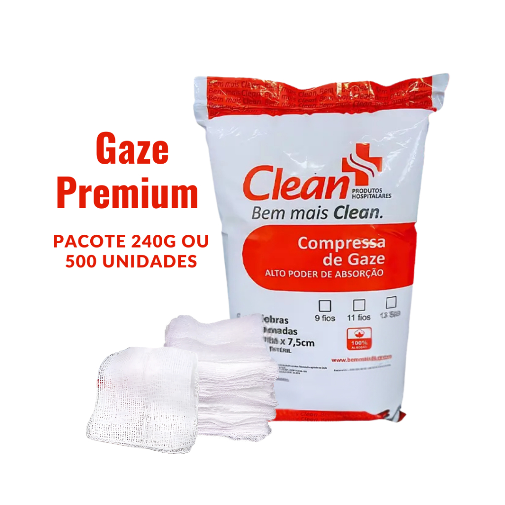 Compressa de Gaze 13 Fios Não Estéril para Curativo Clean Premium 100% ...