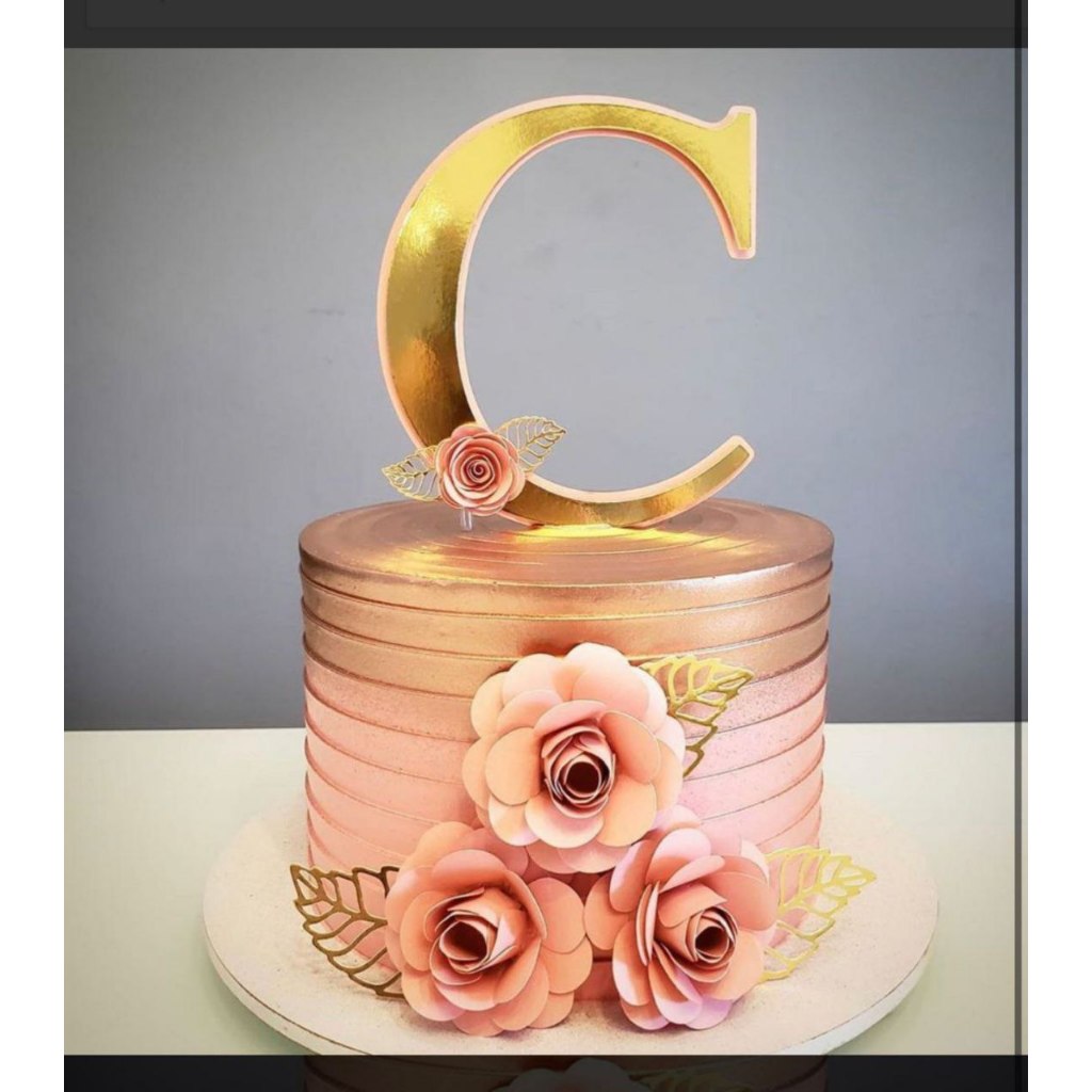 Topo de bolo Letras / topper letras douradas | Shopee Brasil