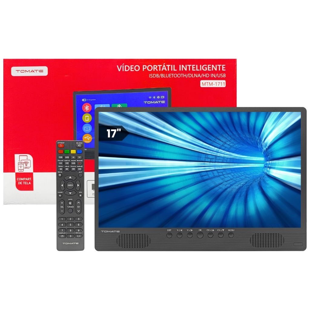 TV Digital Portátil 17" LED TFT Segunda Tela Bivolt 12V VESA com Wifi e ...