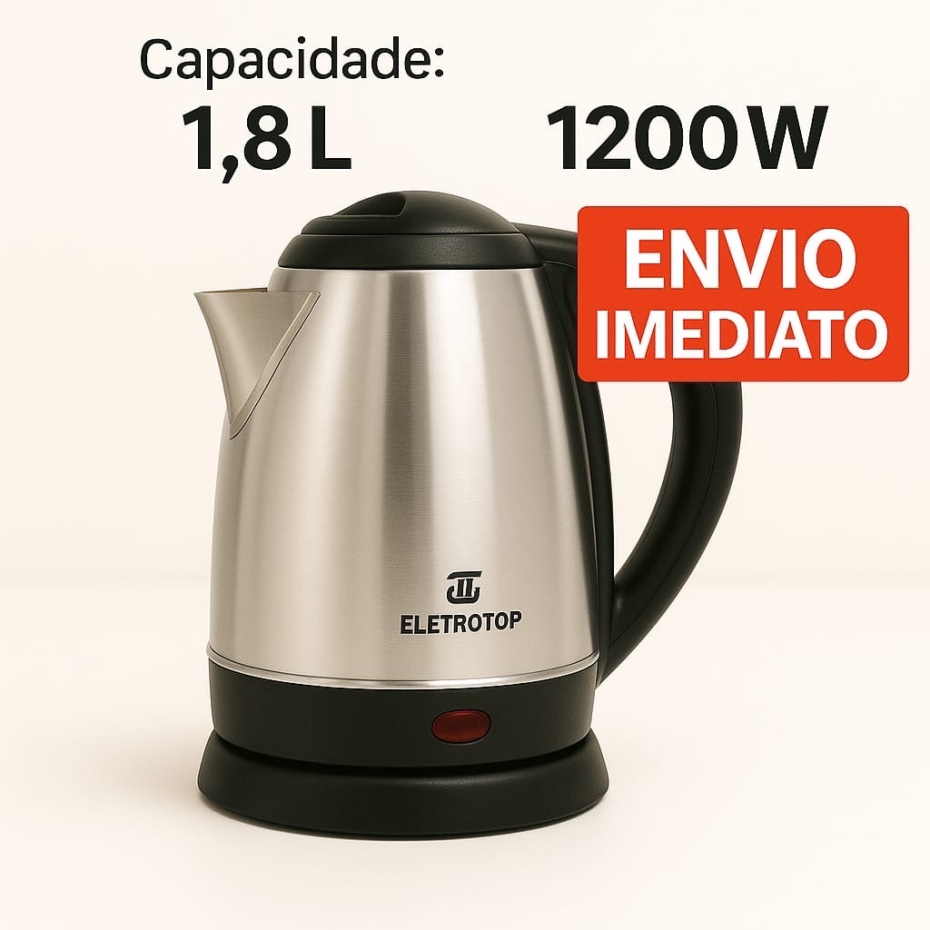 Chaleira Elétrica Jarra Bule 1,8 litros 1500w Garrafa Inox Cor Prata 220v 110v | Shopee Brasil