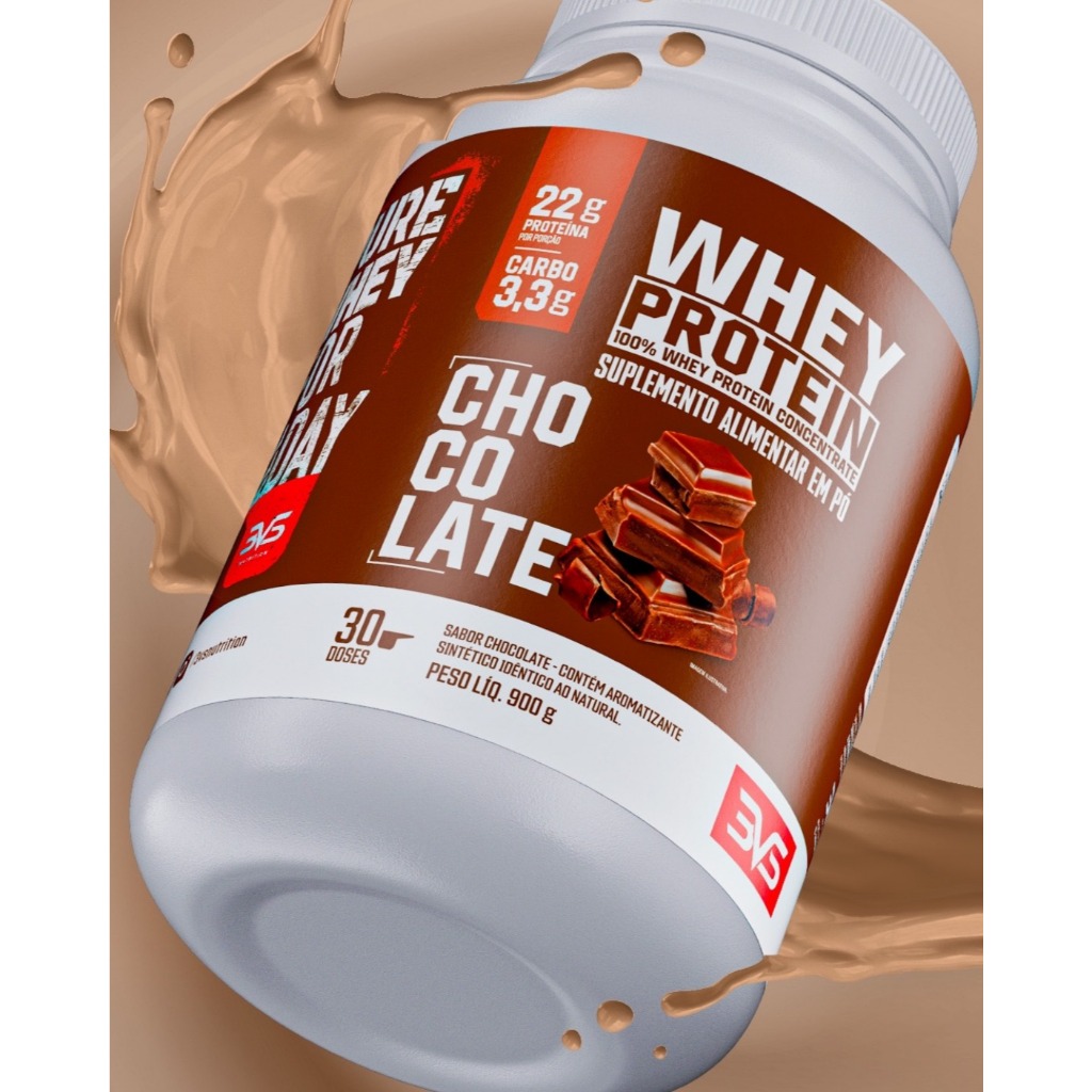 Whey Protein 3VS 100% Concentrado Com 23g De Proteína Por Dose - 900g ...