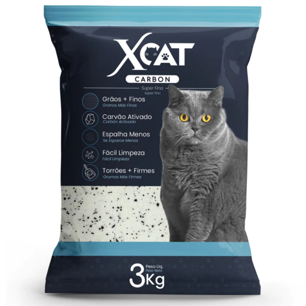 Areia Higiênica Para Gato Sanitária Biodegradável Xcat 3kg Carvão ...
