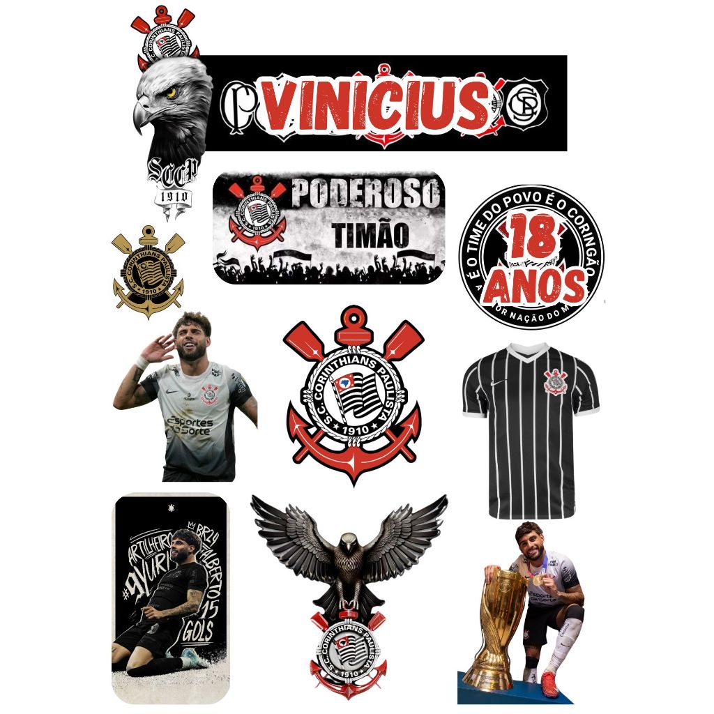 Topo para Bolo CORINTHIANS YURI ALBERTO Personalizaos para Aniversários ...