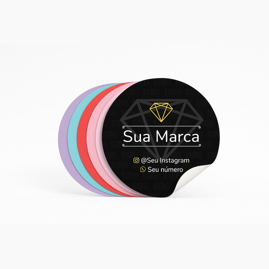 Etiquetas Adesivas Rótulo Vinil Redondo Personalizado c/ Sua Logotipo Empresas e Comércios 5x5 ...