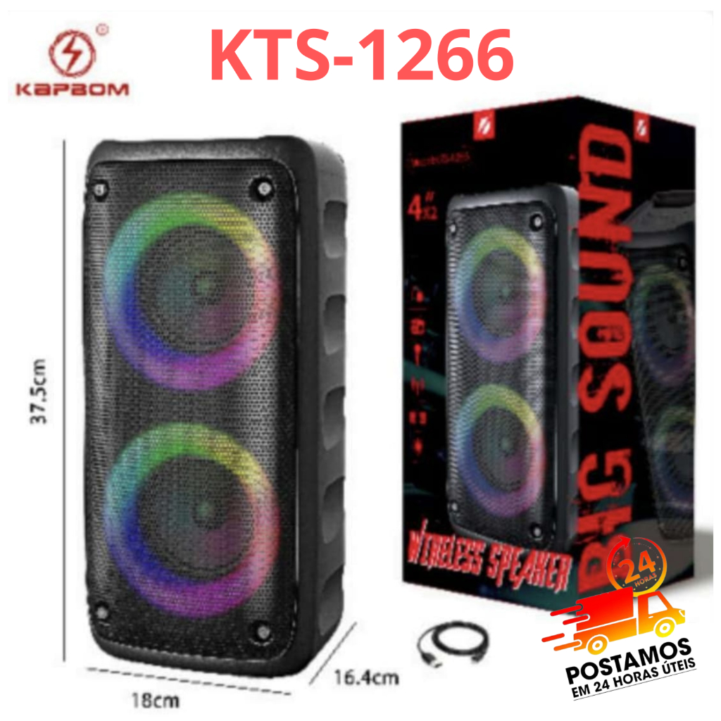 Caixa De Som Dupla Alto-Falante Karaoke Portátil RGB Conexão Bluetooth ...
