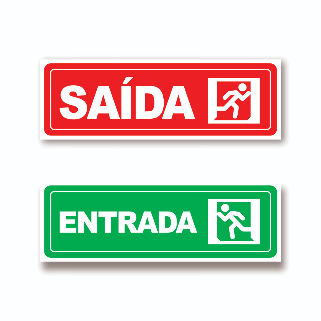 Placa Sinalização Entrada E Saída Kit - Pvc 1mm 30x10 | Shopee Brasil