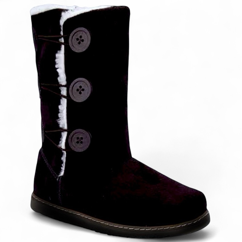 Bota de pelo Feminina Frio Inverno 100% Forrada Peluciada Lã Botão ...