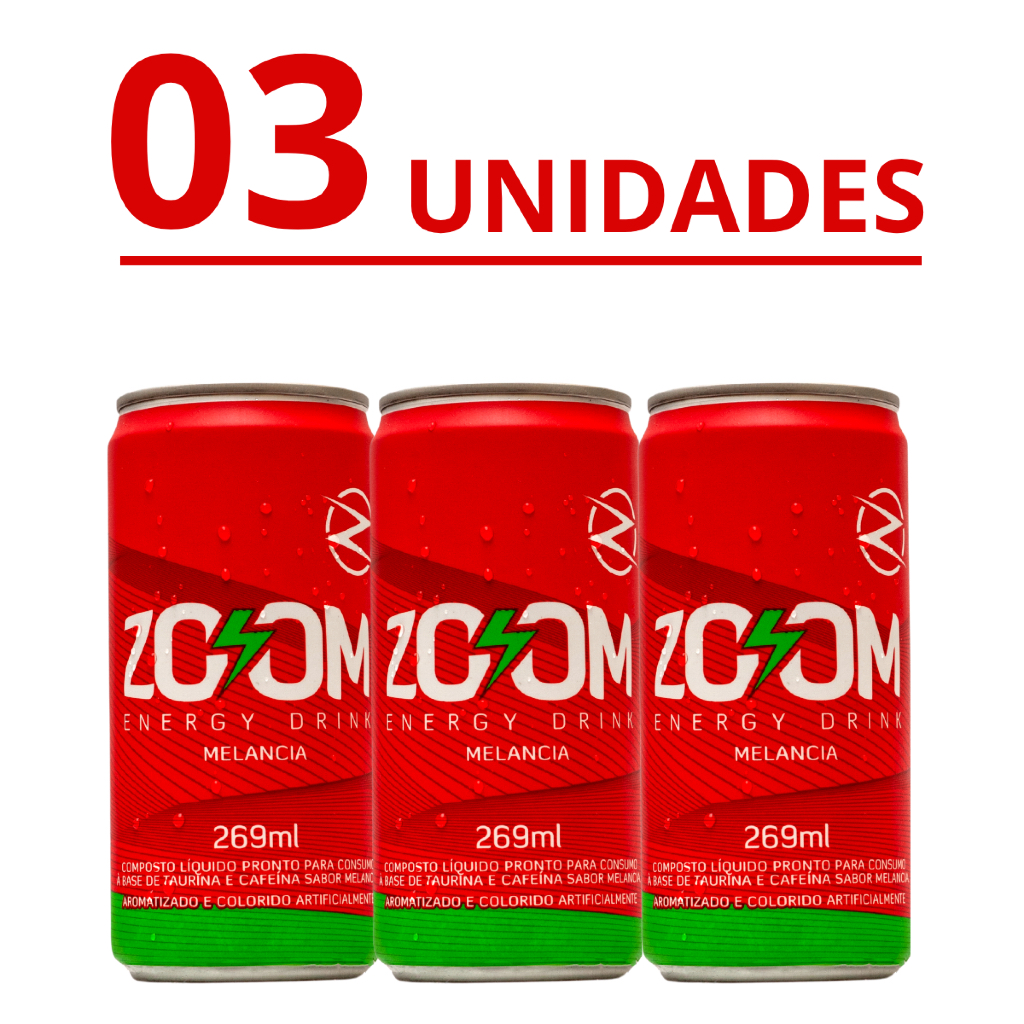 Kit 3 Energetico Zoom Energy Drink Sabor Maça Verde Lata 269ml Academia ...