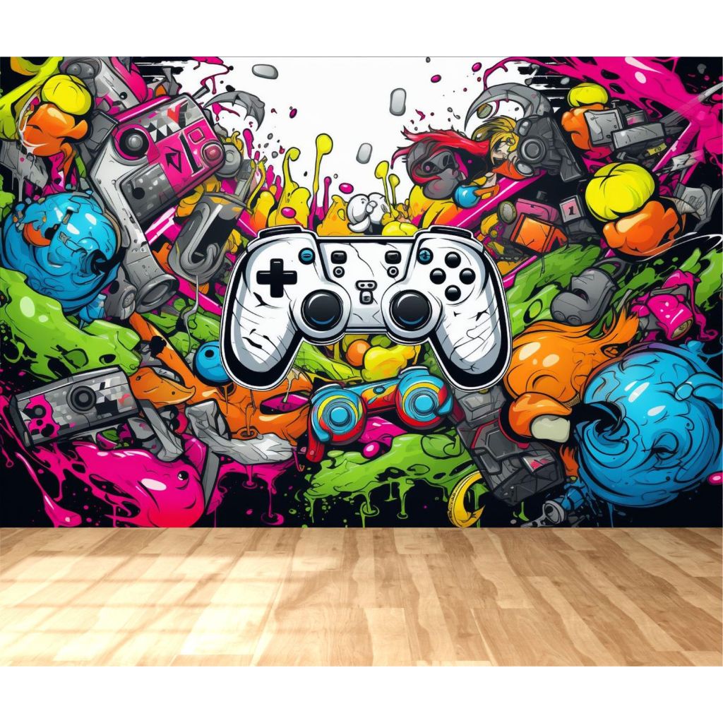 Papel Adesivo de Parede Game Quarto Gamer Autocolante Vídeo Game ...