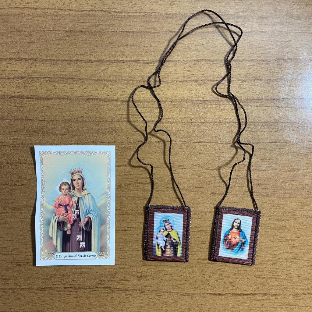 ESCAPULÁRIO DE PANO TECIDO CATÓLICO TRADICIONAL NOSSA SENHORA DO CARMO ...