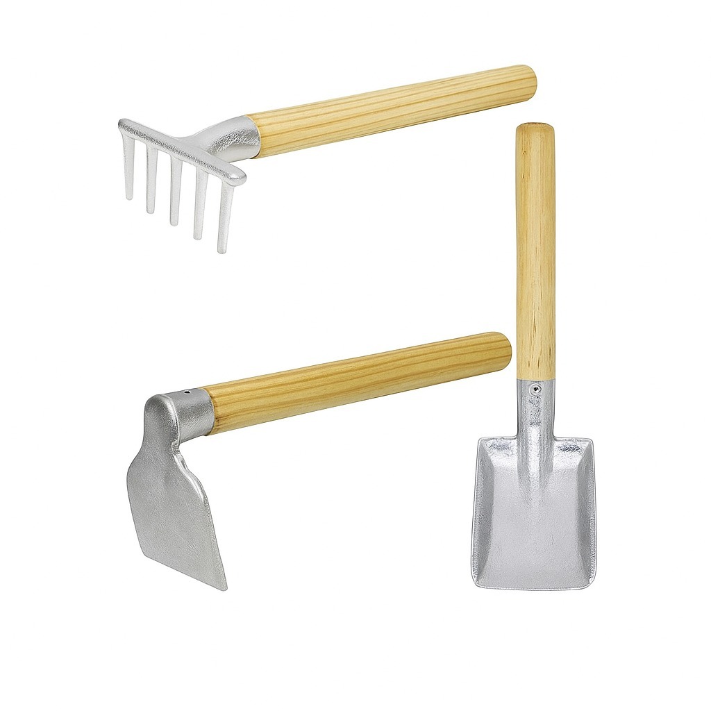 Mini Ferramentas Jardinagem Pazinha Enxada Rastelo 27cm Cultivo Jardim ...