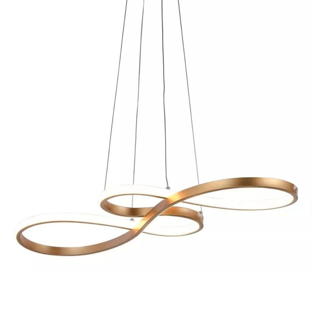 Lustre LED Pendente Curvas Gold 36W 75cm Luz Quente 3000K | Design ...