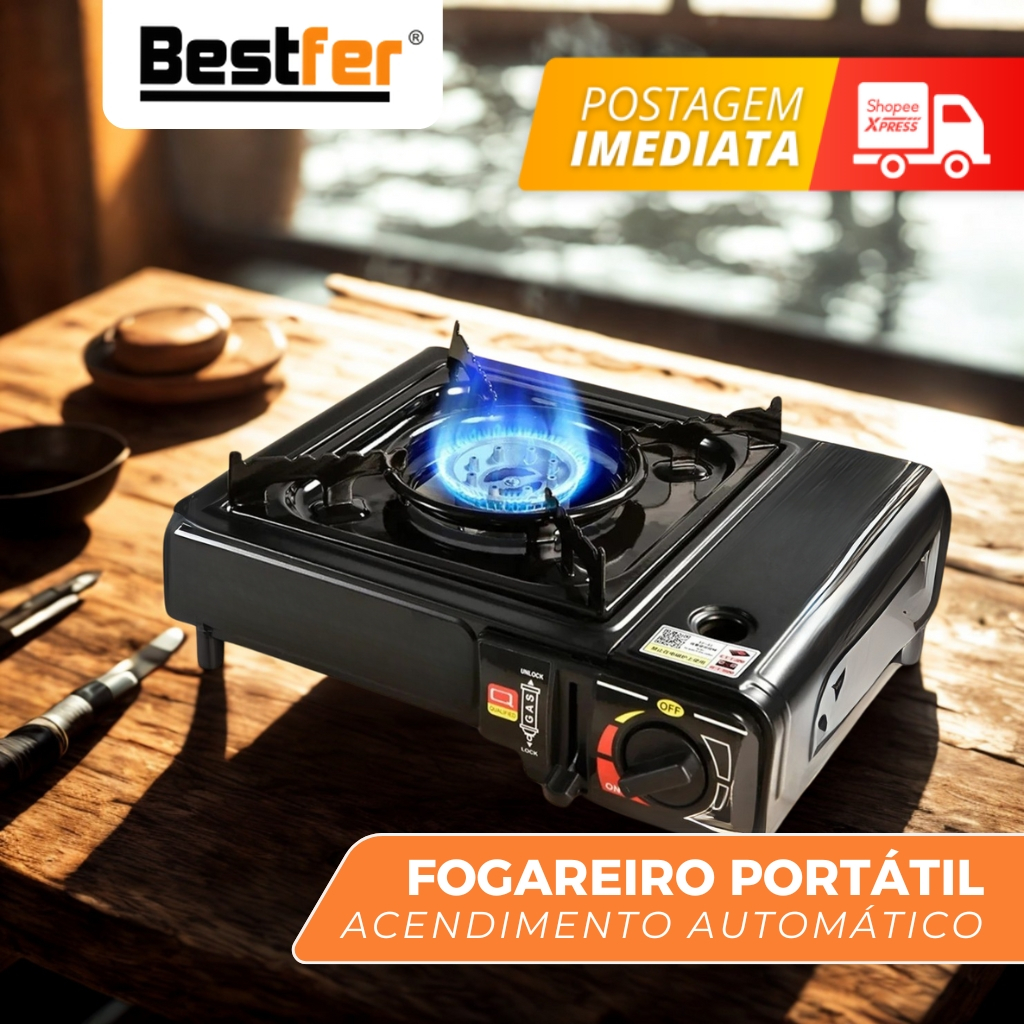 Fogareiro Fogão Portátil a Gás Pesca Camping Leve Bestfer Diversos ...